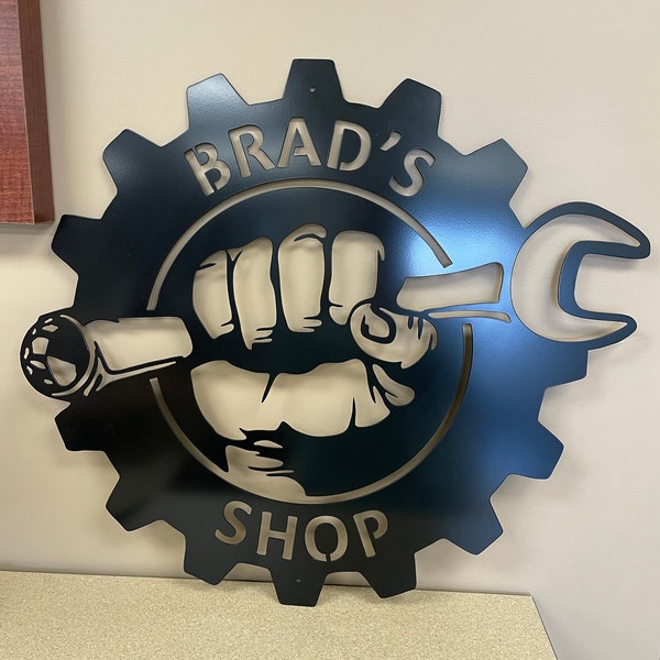 Personalized Man Cave Shop Sign | Custom Metal Shop Sign | Dad Gift ...
