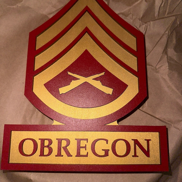 USMC Marine Corp Enlisted Rank Standing Name Plate - Military Promotion ...