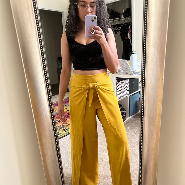 Palazzo Wrap Pants Sewing Pattern, Unbelievable Comfy and Easy Linen ...