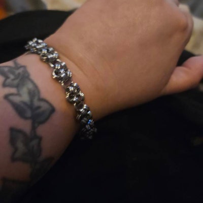 Barbed Wire Look Chainmail Bracelet With O Ring Stainless Steel Grunge ...