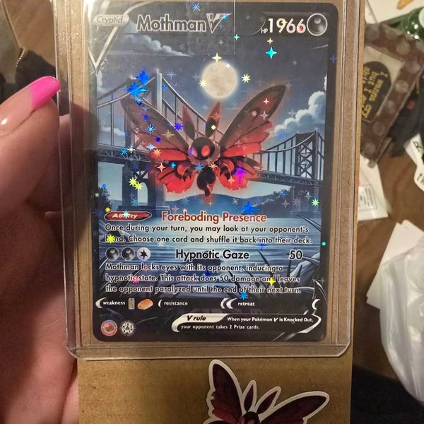 Holographic Mothman Card, Handmade Cryptid Art Collectible - Etsy