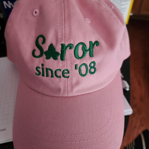 Custom Pink Soror Baseball Cap | Green Embroidered Soror Personalized ...