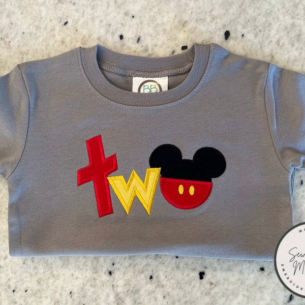 Mickey Mouse Birthday Number 2 Applique Design - Etsy