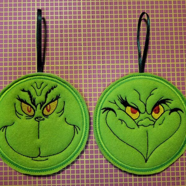 The Grinch Tree Ornaments ITH Machine Embroidery Design, Embroidery ...