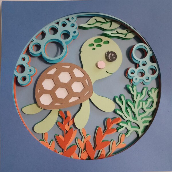 Turtle Shadow Box Svg, Shadow Box Svg, Ocean Svg, 3d Svg, Layered Svg ...