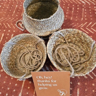 Boho Vintage Cat Tail Woven Plant Stand - Etsy