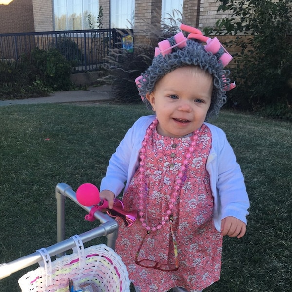 Granny Cap, Grandma Hat, Hair Curler Hat, Halloween Hat, Warm Winter ...