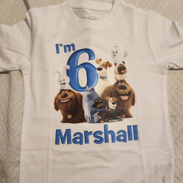 Secret Life of Pets...white Short Sleeve Birthday Shirt* - Etsy