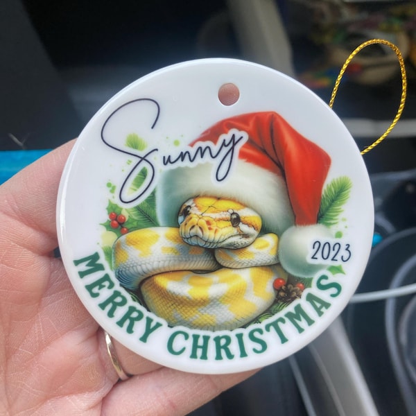 Yellow Ball Python Snake Custom Christmas Ornament of Python ...