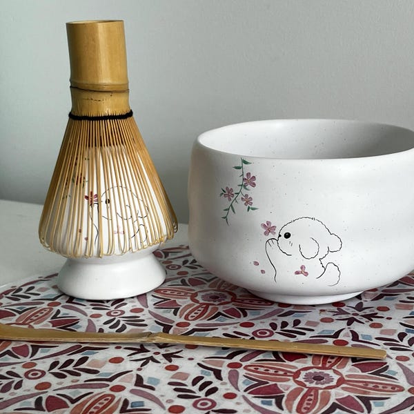 Hand-painted Fish Ceramic Matcha Bowl With Spout Matcha Tea Ceremony ...