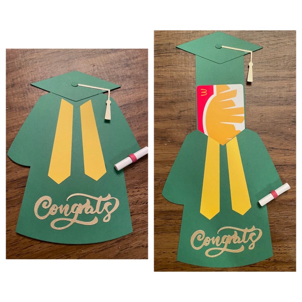 Graduation Gift Card Holder, DIY Graduation Card, Cap and Gown Svg ...