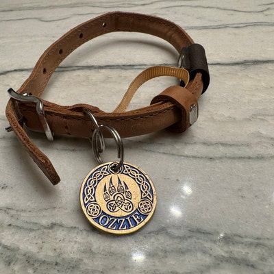 Rolled Leather Dog Collar With Name Bead, Custom Dog Collar ...