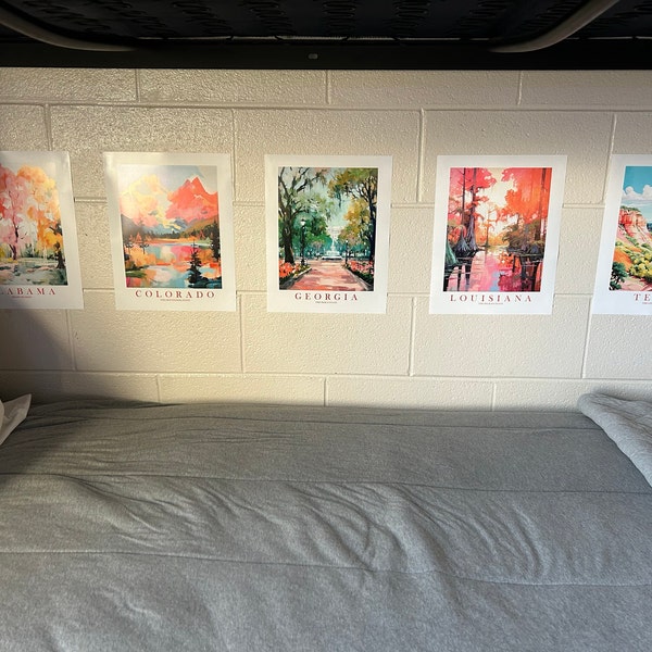 Florida Travel Poster Sunshine State Print Retro Pink Orange Teal Beach ...