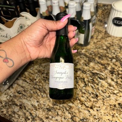 PRINTED Mini Champagne Bottle Labels With Watercolor and Gold ...
