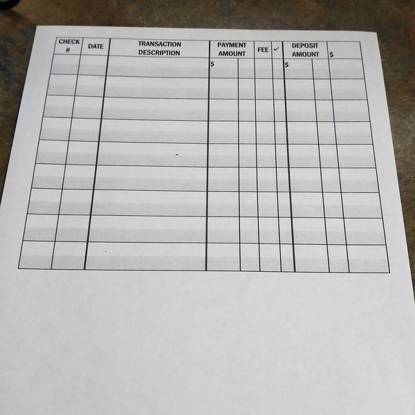 Printable LARGE PRINT Checkbook Register: Landscape Format (PDF File ...