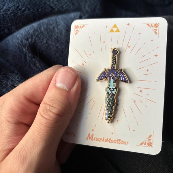Glow in Dark Master Sword Pin - Gold Plated Hard Enamel Pin - Zelda ...