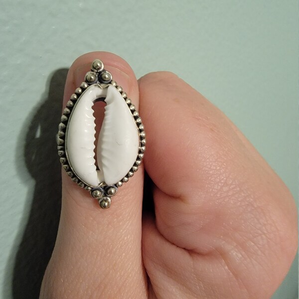 Cowrie Shell Ring, Ocean Ring, Sterling Silver Ring for Women, Bohemian ...