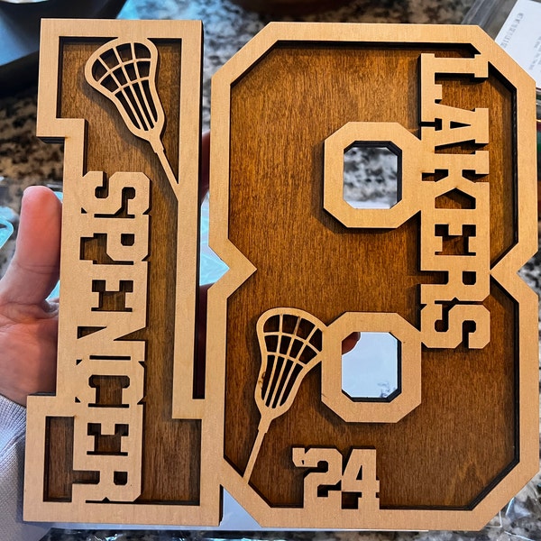Custom Senior Athlete Number, Sports Number Wood Cutout, Custom Sports ...