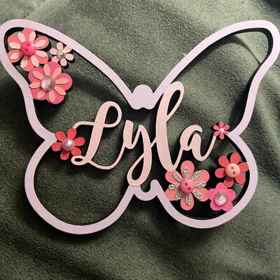 Custom Name Butterfly Silhouette, Name Shape Personalised Sign for ...