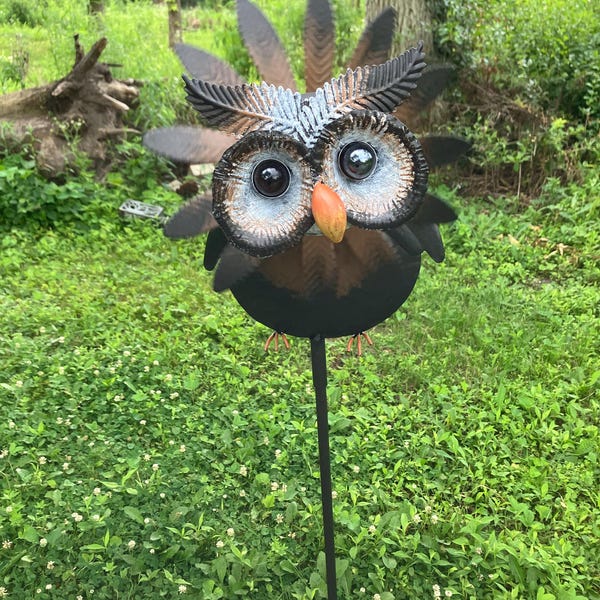 Kinetic Metal Beaded Colorful Yard Stake, Boho Garden Decor Spring ...