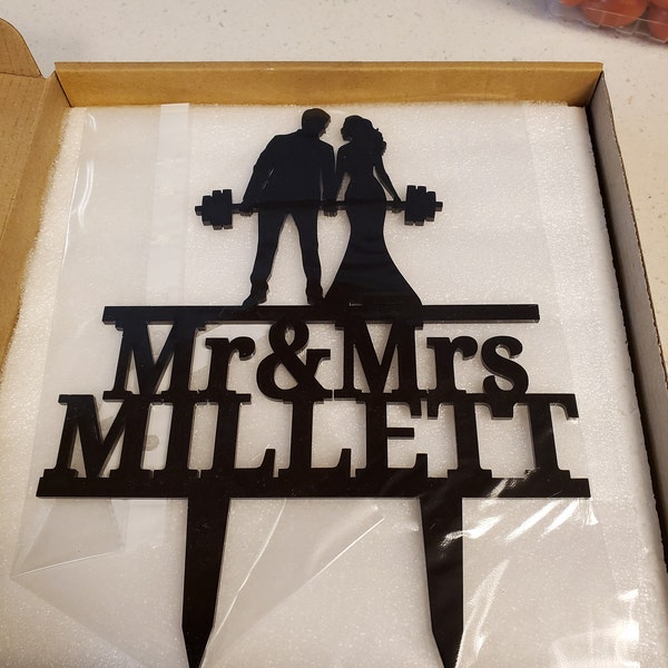 Fitness Couple Cake Topper,barbells Lifting Cake Topper,weight Lifting ...
