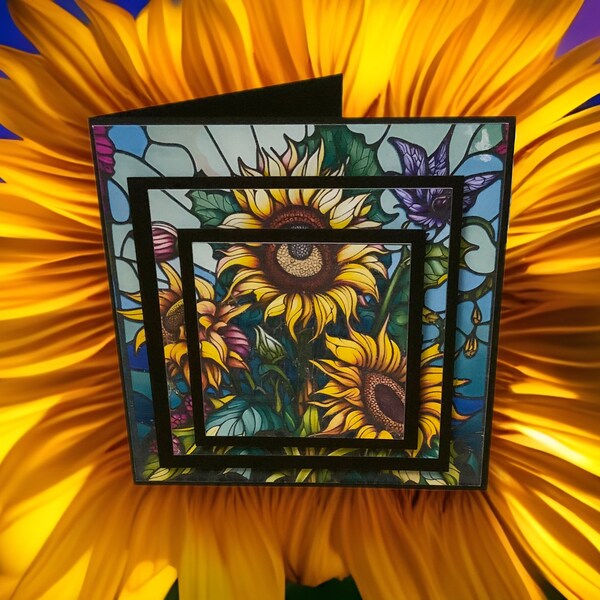 Sunflower Stained Glass Sublimation Design, Stained Glass Pattern ...