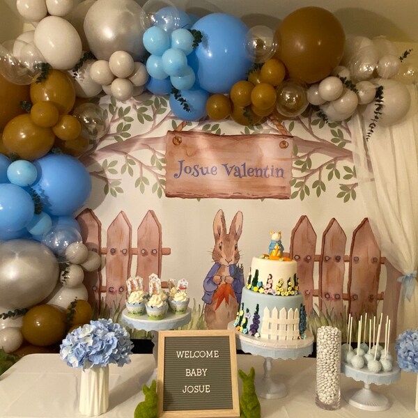 Peter Rabbit Backdrop, Bunny Birthday Backdrop, First Birthday, Baby ...
