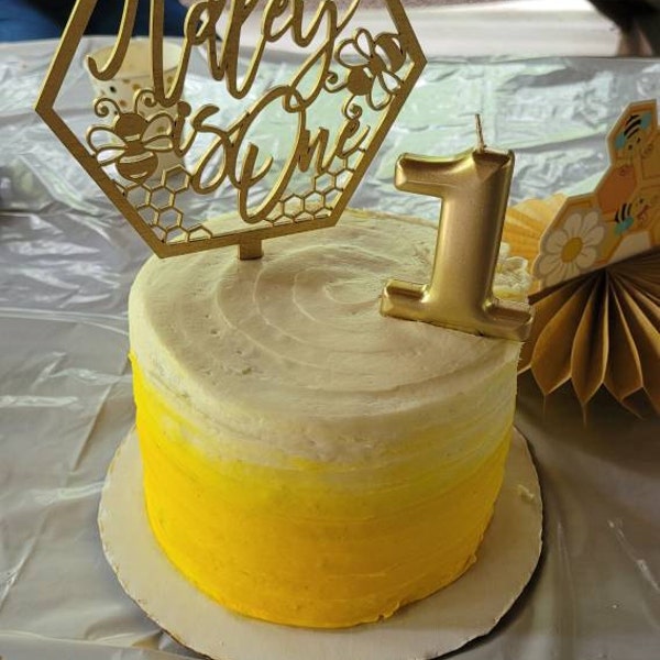 Bee Custom Cake Topper, Bumble Bee Birthday Cake Topper, First Birthday ...