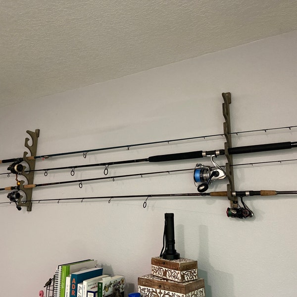 Ceiling Fishing Rod Wall Rack for 10 Rods | Wall Stand | Pole Organizer ...