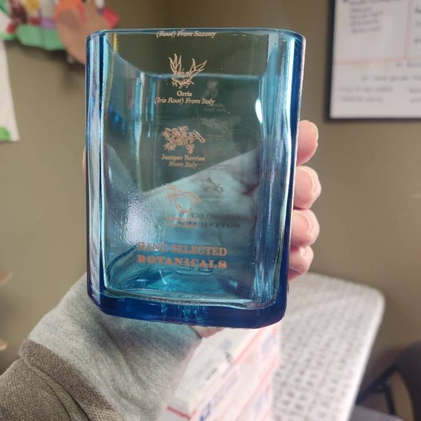 Upcycled Bombay Sapphire Sunset Tall Glass; Personalised Gin Glass, Gin ...