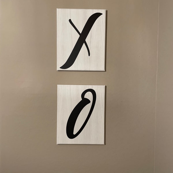 XO Print Set, X and O Wall Art, Set of 2 Canvases, X and O Print, Hugs ...