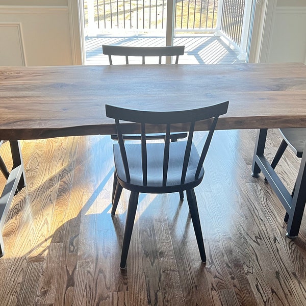 Live Edge Table, Walnut Dining Table Top, Farmhouse Table, Rustic Dining Table, Kitchen Table ...