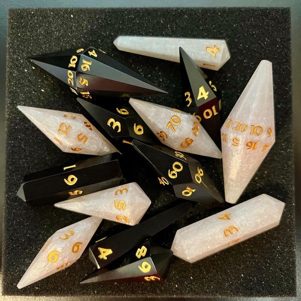 Ethereal Enigma Black Shards Crystal Dnd Dice Set - Unique Handmade ...