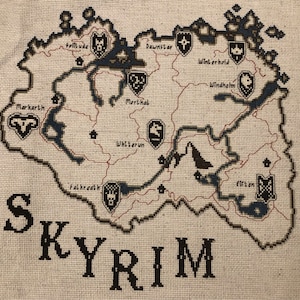 Skyrim Map // Video Game Cross Stitch Pattern - Etsy