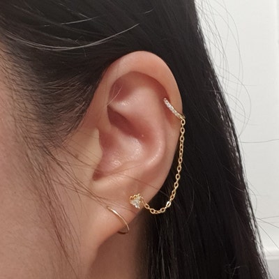 Star Hoops Chain Connected Hoop Earrings Star Hoop - Etsy