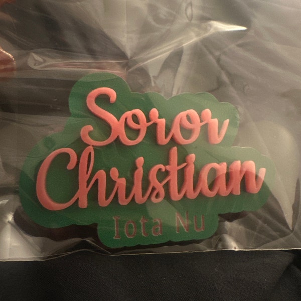 Soror Name Pin, Golden Soror, Soror Name Badge, Pink and Green Lapel ...