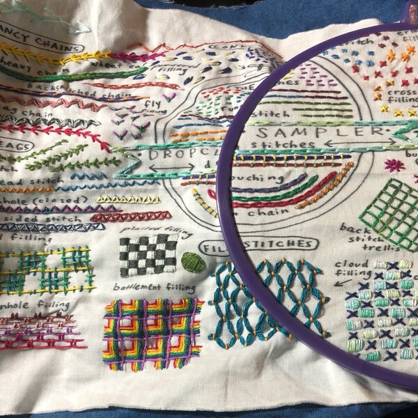 Hand Embroidery Pattern | Dropcloth Samplers Pre-printed Cotton ...