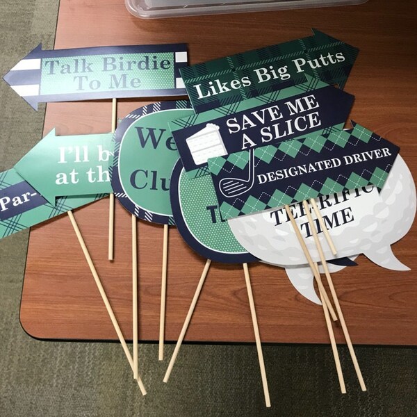 Funny Golf Photo Booth Props - Par-tee Time Golf Photobooth Prop Kit ...
