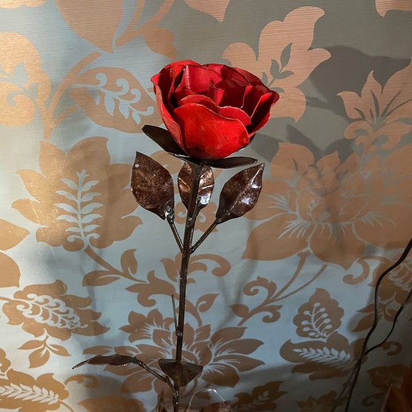 Metal Rose Garden Ornament Sculpture Art - Handmade Recycled Metal ...