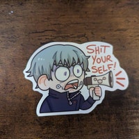 Shouting Sorcerer Chibi, Funny Anime, Glossy Vinyl Sticker for Laptop ...