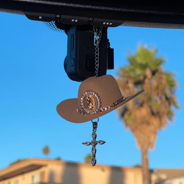 Harmony- Western Car Charm, Rearview Mirror Decor, Virgin Mary - Etsy