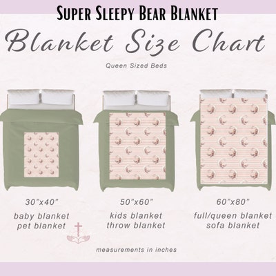 Minky Blanket Size Chart, Blanket Comparison Mockup, Blanket Size Chart ...