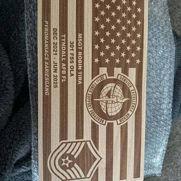 Custom Police Flag Plaque - Personalized Wood Flag Engraved With ...