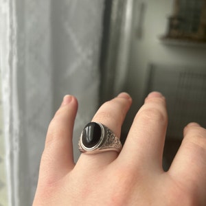 Victorian Style Floral Pinky Ring, Flower Cross Mens Ring in Sterling ...
