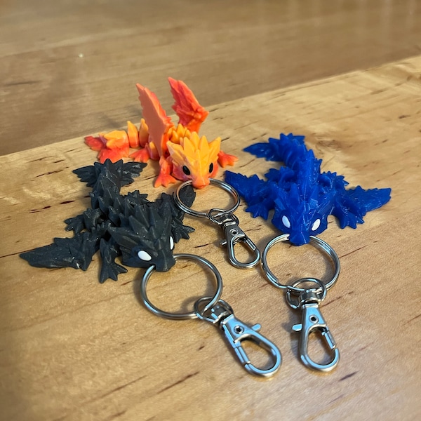 Flexible Dragon 3D Print | Tiny Crystal Dragon Keychain | Hand-painted ...