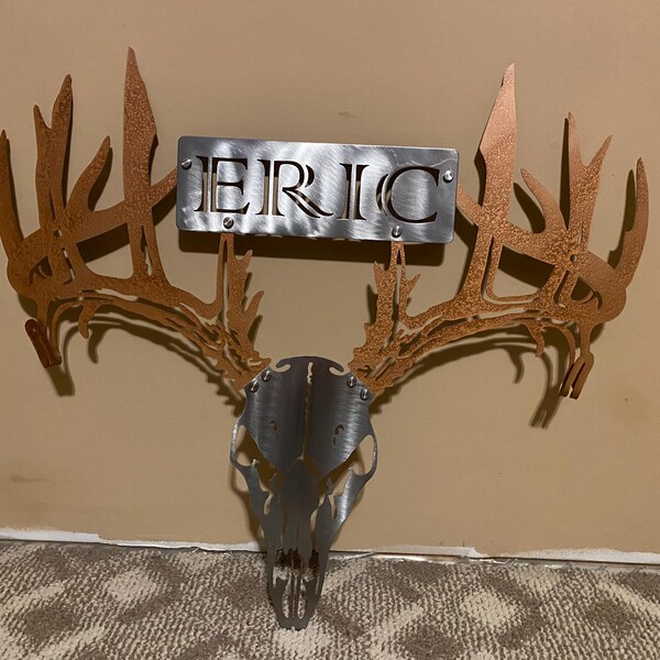 Deer Skull Rifle or Shotgun Rack, Custom Name or Logo Integration ...