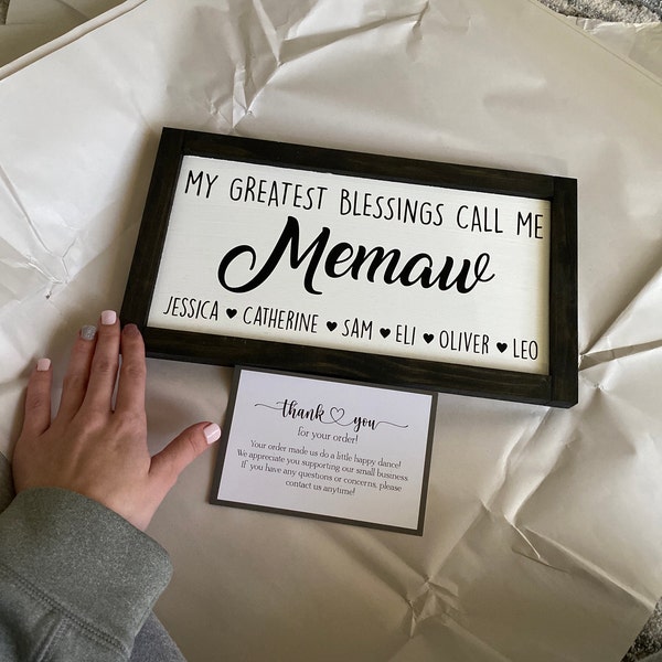 Custom Memaw Sign, Grandparents Wooden Sign, Grandparents Gift, Mother ...