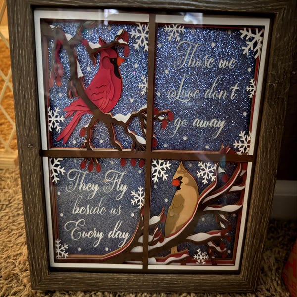 3D Cardinal Shadow Box Svg, 3d Cardinal Memorial Svg, Cardinal on Tree ...