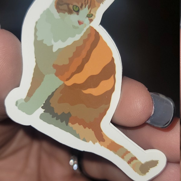 Cute Matte Orange Tabby Cat Sticker Feline Stickers Cat Lover Cat ...