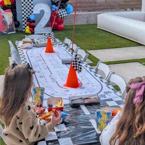 Race Car Coloring Table Runner, Race Cars Birthday Coloring Page, Cars ...